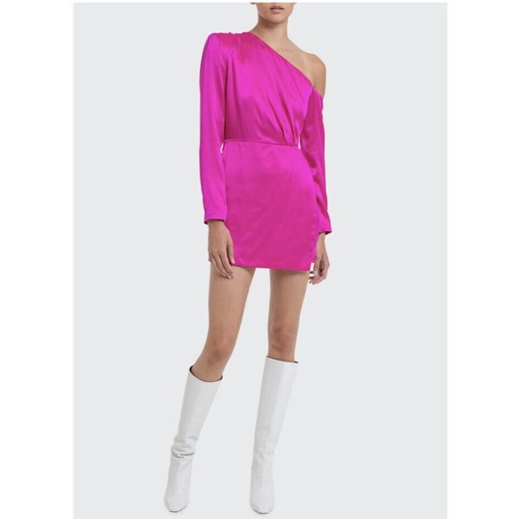 Gauge81 | Dresses | Gauge8 Masuda Dress Electric Pink Mini Silk Satin ...